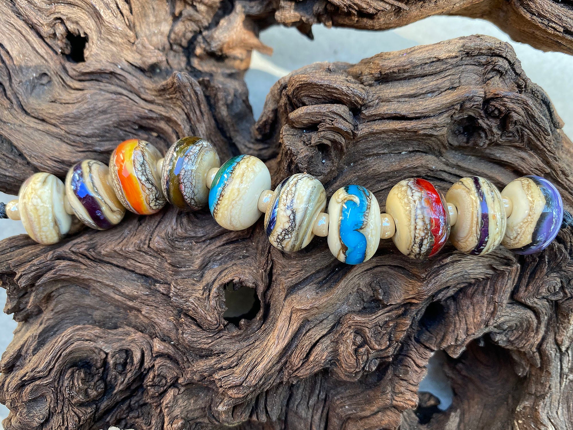 10 Colorful Organic Lampwork Beads Set SRA – SWCreations